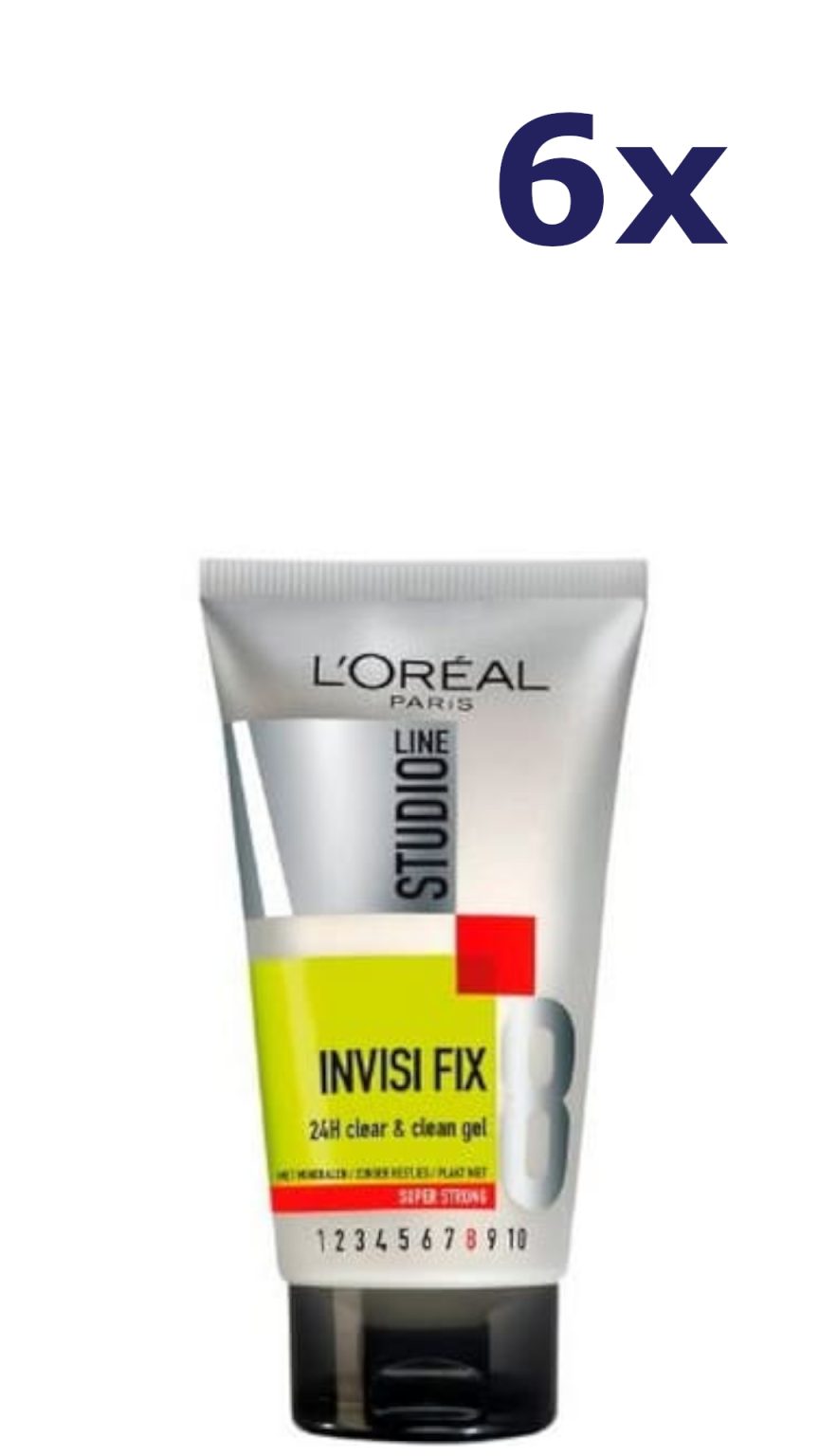 6x L’Oreal Studio Line – Haargel Invisible Fix Super Strong 8 150 ml - Plusjevoordeel
