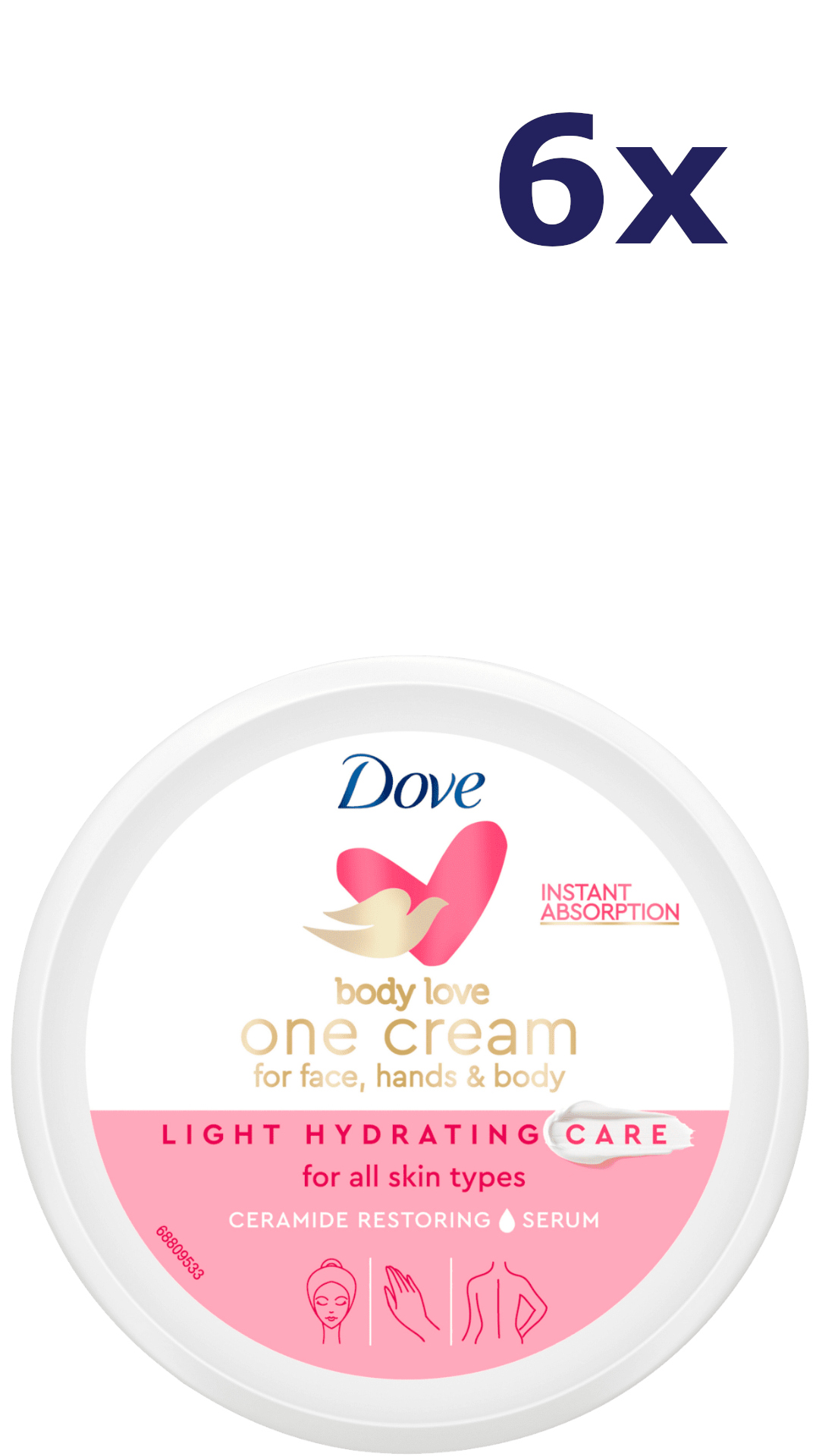 6x Dove Body crème 250ml body love one cream - Plusjevoordeel